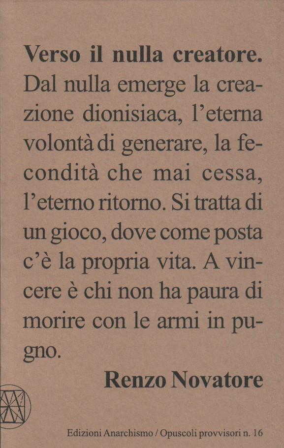 Novatore, Renzo | Edizioni Anarchismo